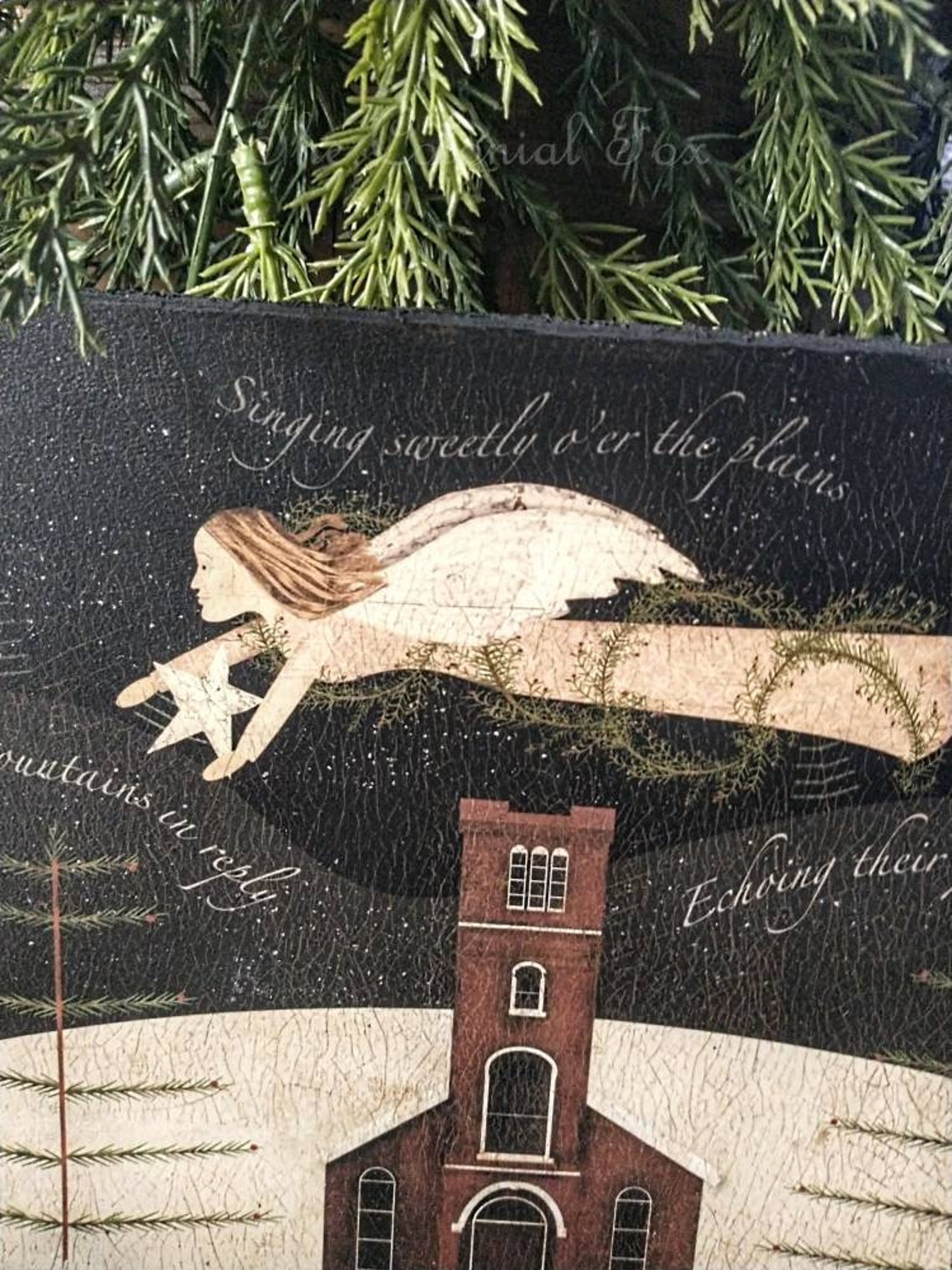 PRIMITIVE CHRISTMAS ANGEL Portrait on 8x10 Canvas Primitive - Etsy