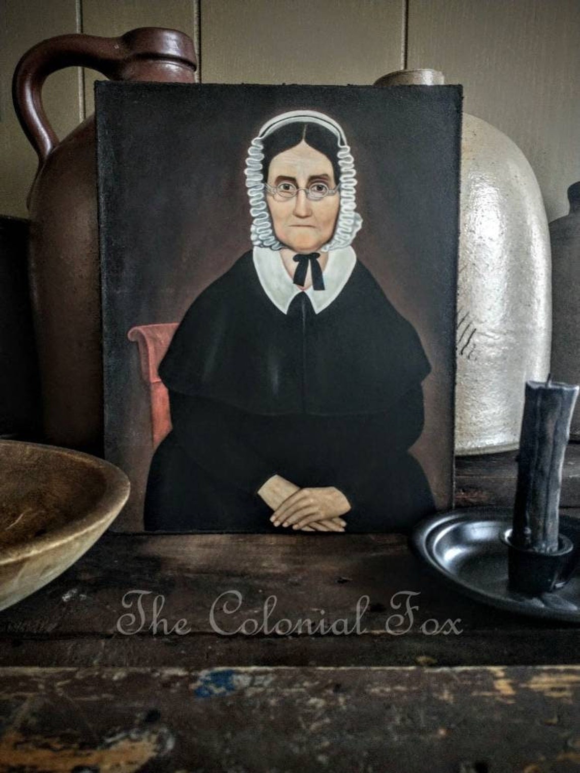Colonial Portrait on 8x10 Canvas Primitive Portrait Folk Art - Etsy