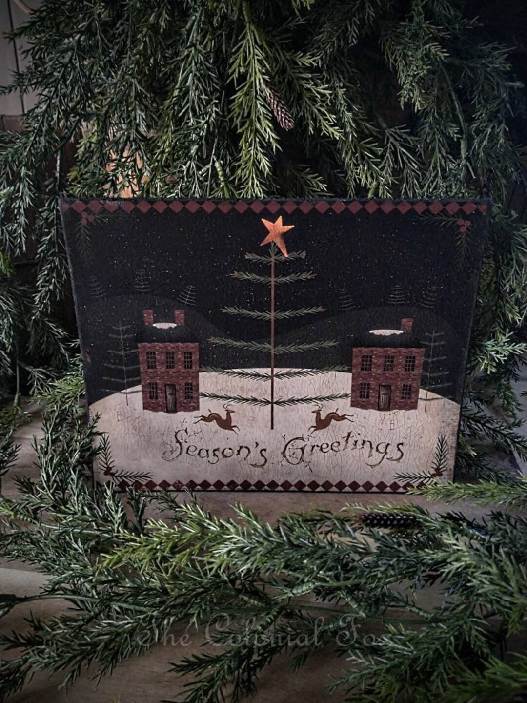 PRIMITIVE CHRISTMAS Portrait on 8x10 Canvas Primitive Christmas Folk ...