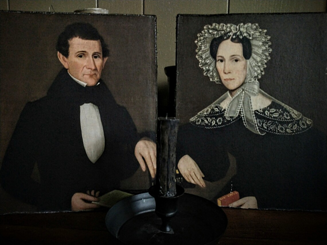 Colonial Portrait on 8x10 Canvas Primitive Portrait Folk Art - Etsy