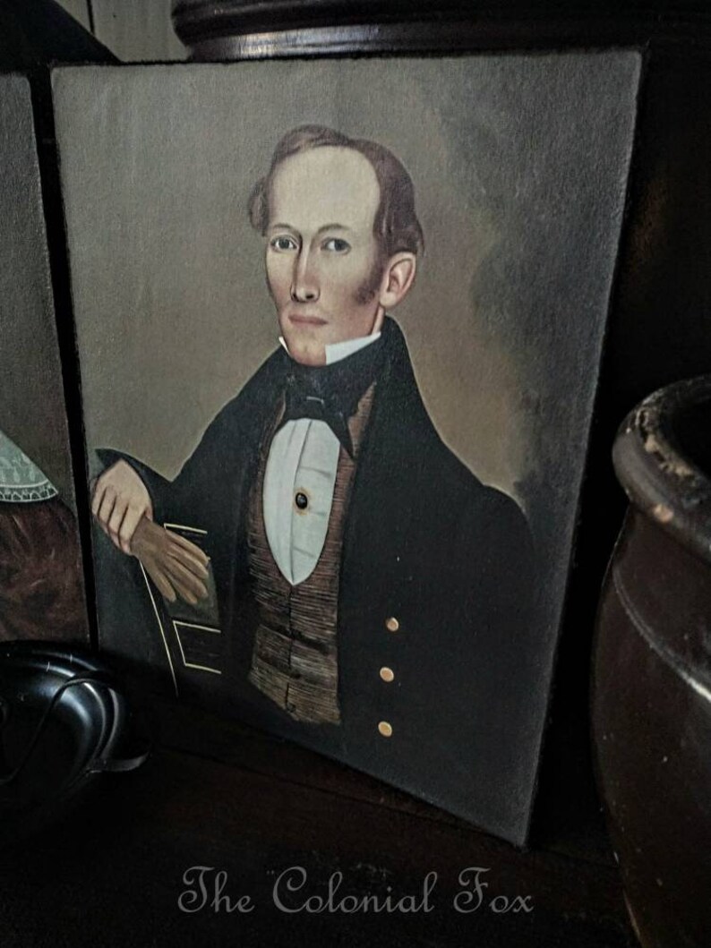 Colonial Portrait on 8x10 Canvas Primitive Portrait Folk Art - Etsy