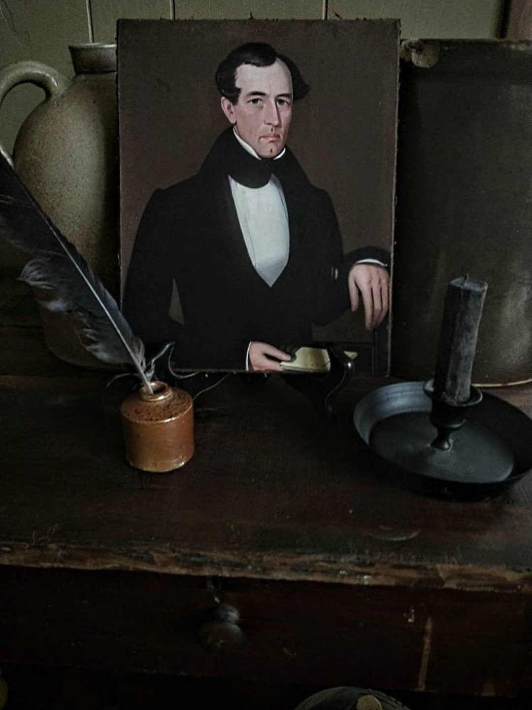 Colonial Portrait on 8x10 Canvas Primitive Portrait Folk Art Portrait ...