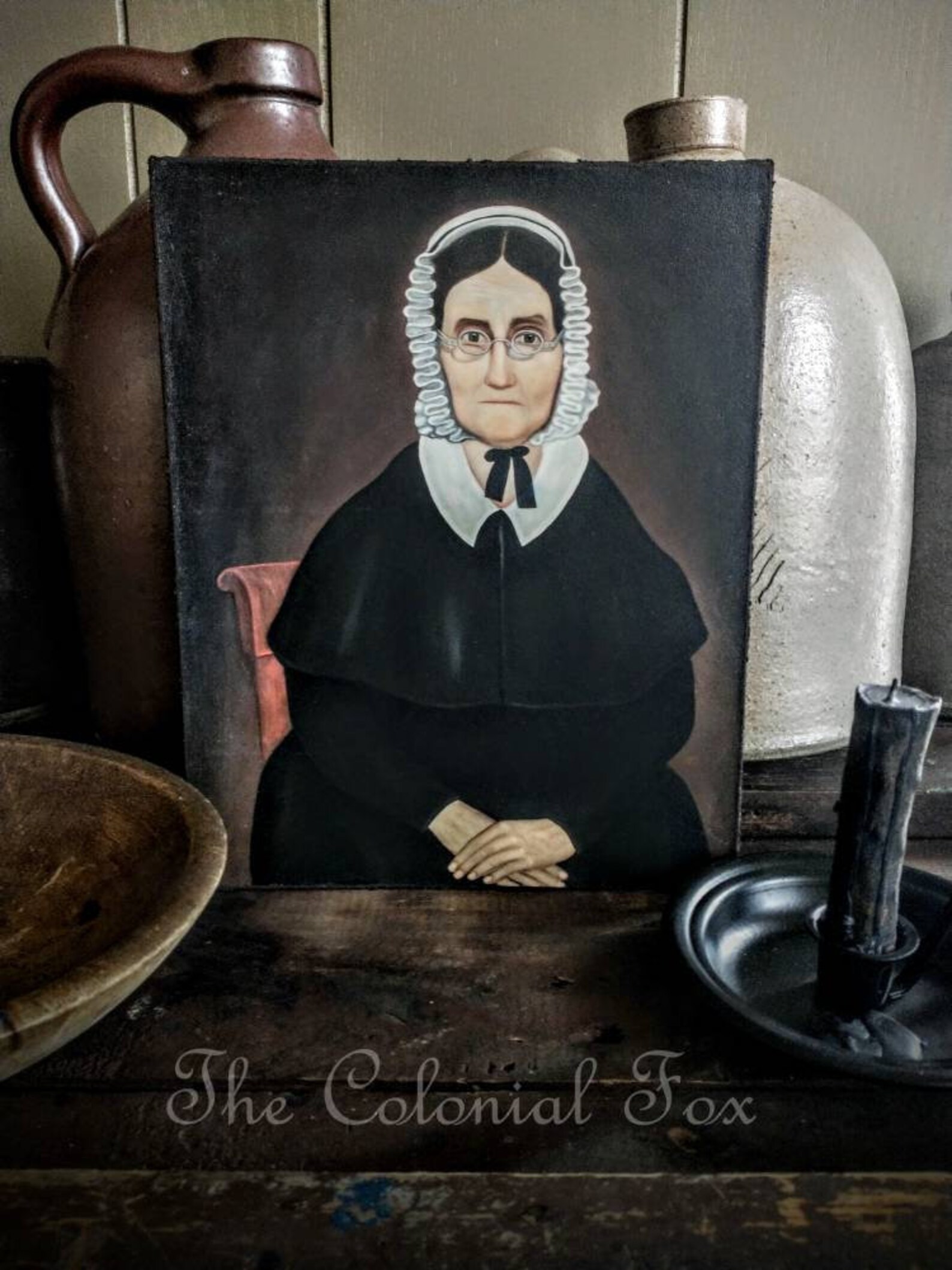 Colonial Portrait on 8x10 Canvas Primitive Portrait Folk Art - Etsy