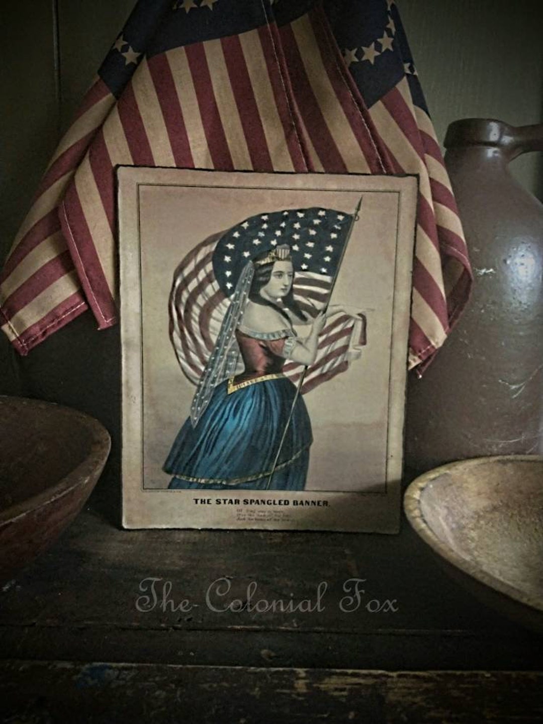 STAR SPANGLED BANNER Colonial Portrait on 8x10 Canvas Primitive ...