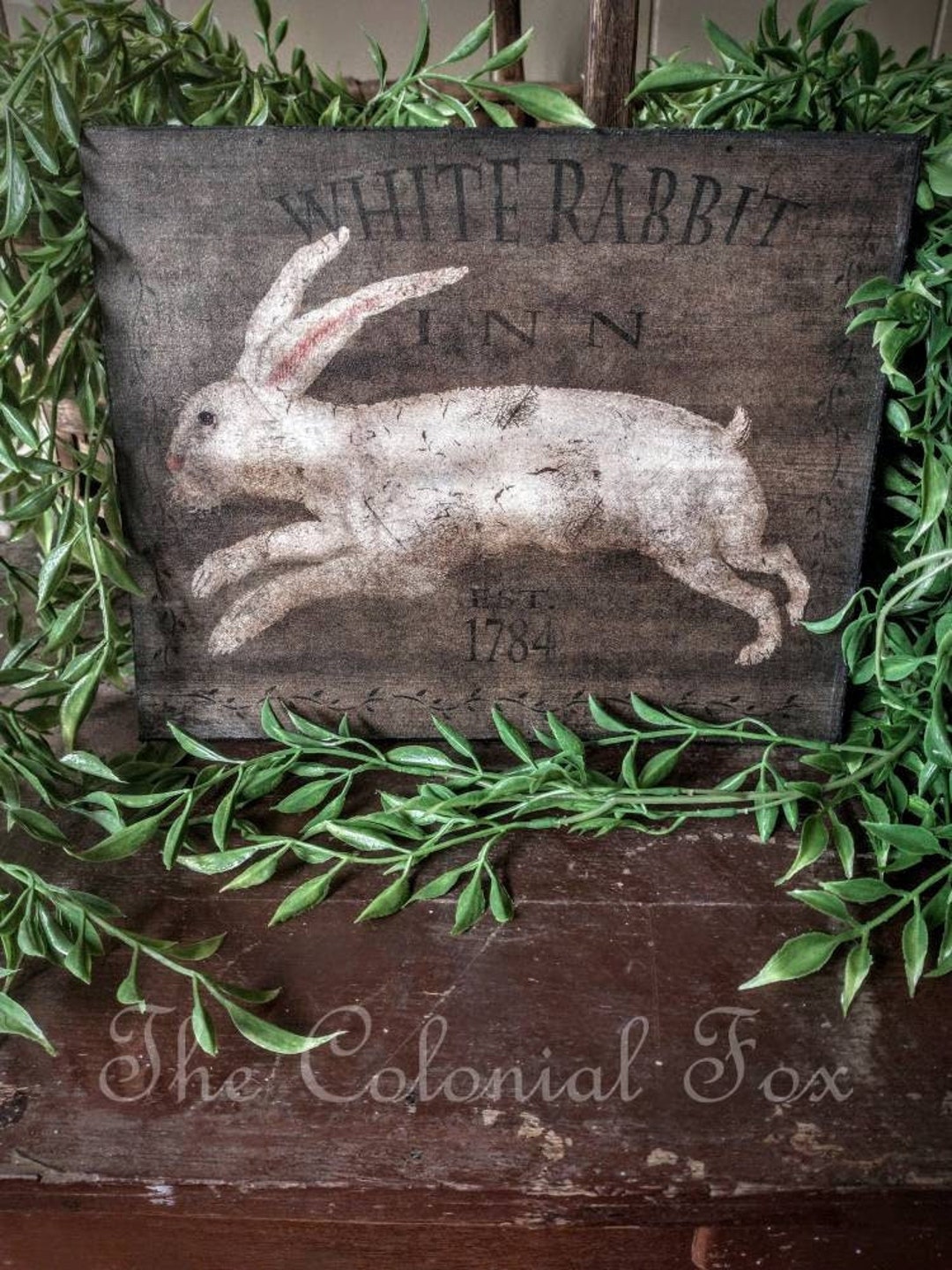 Primitive Easter Rabbit Portrait on 8x10 Canvas Primitive Spring Tavern ...