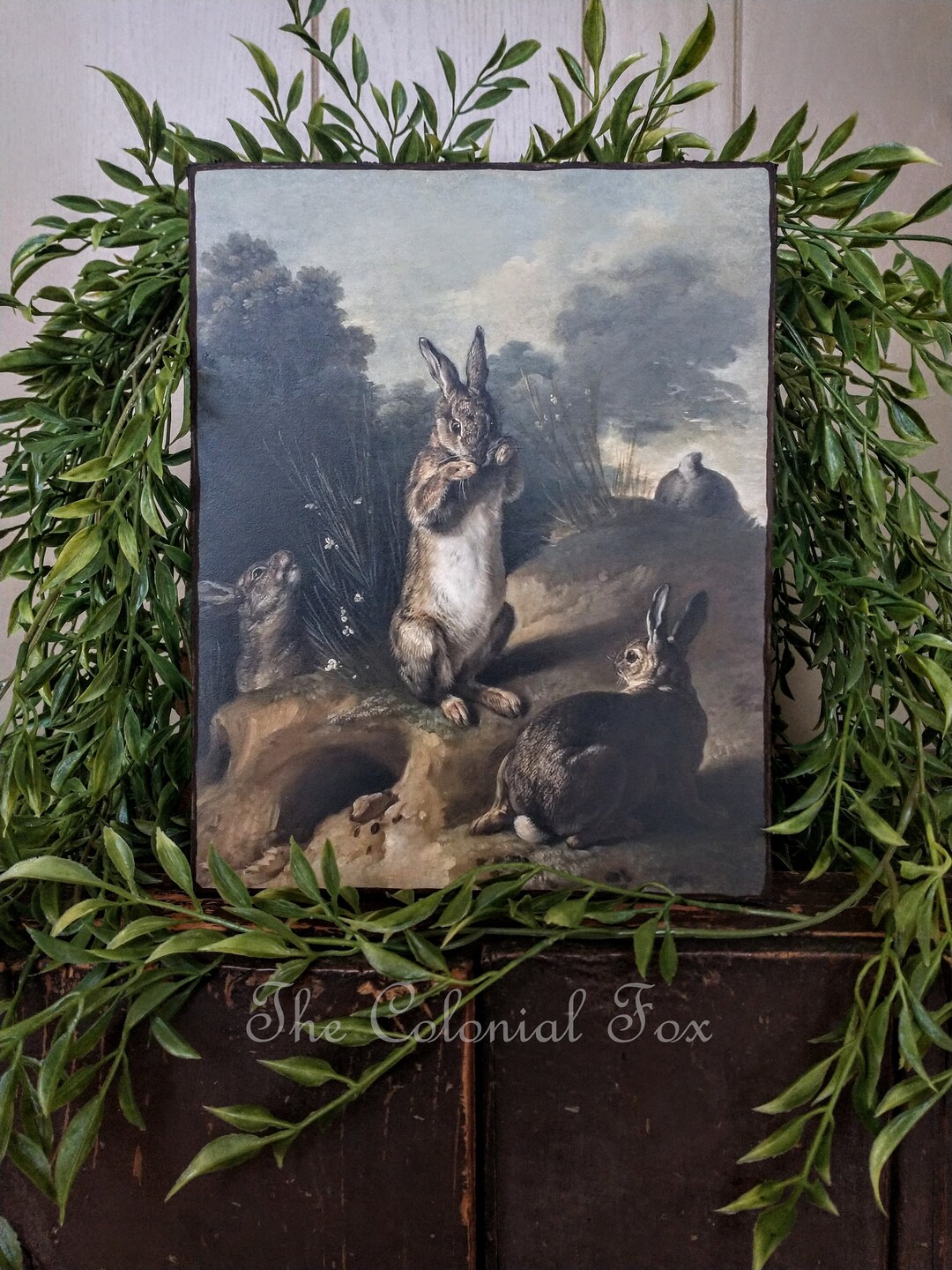 Rabbit Portrait on 8x10 Canvas Primitive Spring Rabbit Print Easter ...