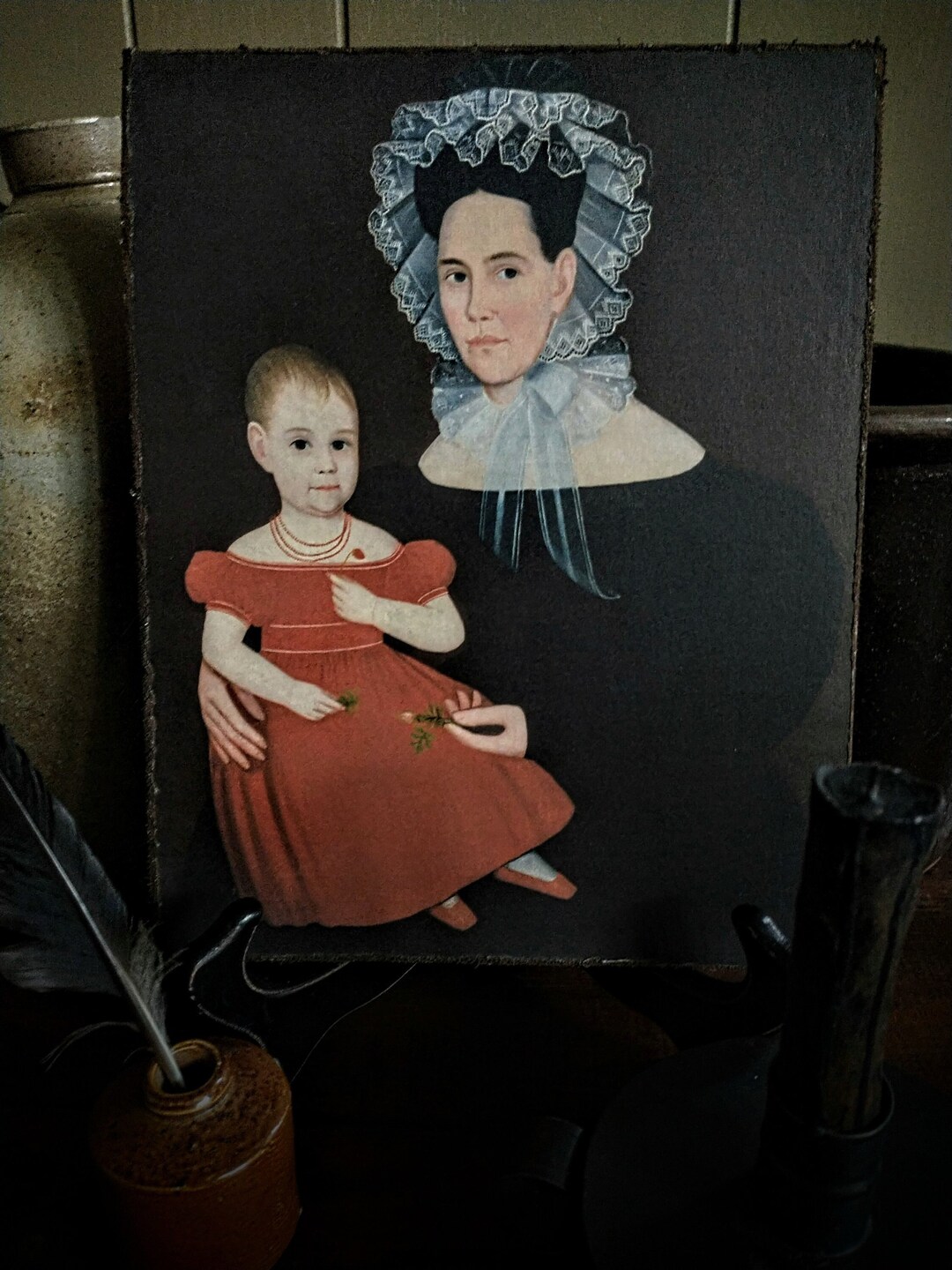 Colonial Portrait on 8x10 Canvas Primitive Portrait Folk Art Portrait ...