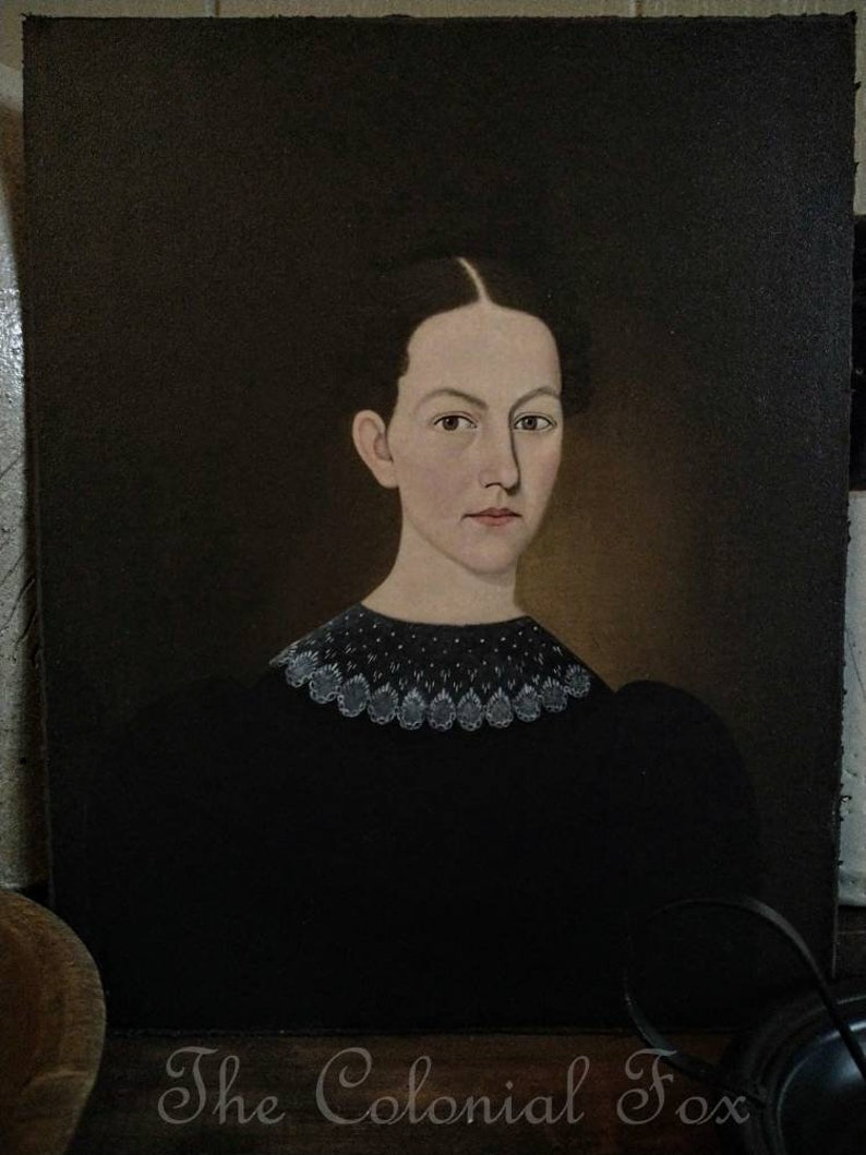 Colonial Portrait on 8x10 Canvas Primitive Portrait Folk Art - Etsy