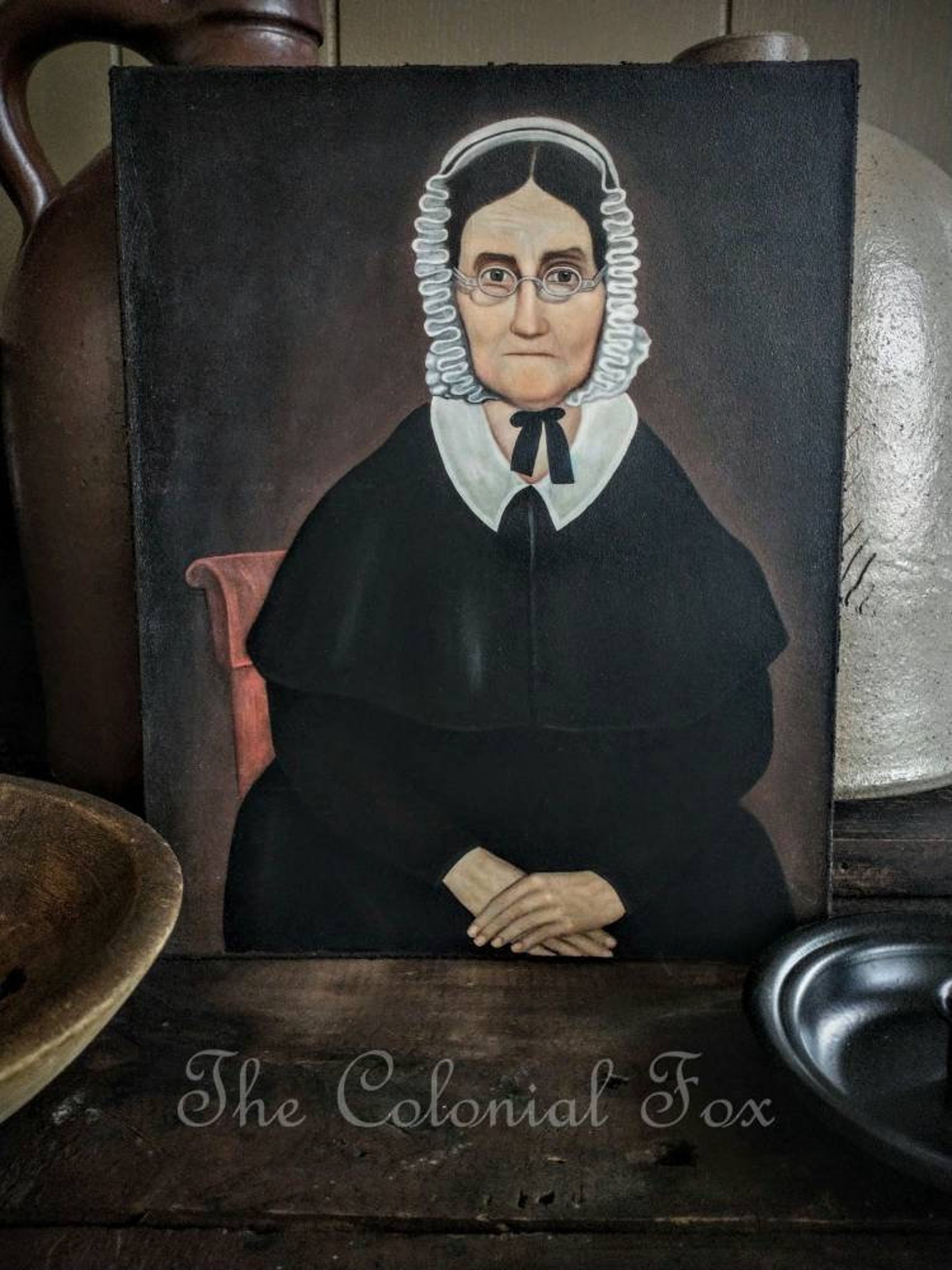 Colonial Portrait on 8x10 Canvas Primitive Portrait Folk Art - Etsy