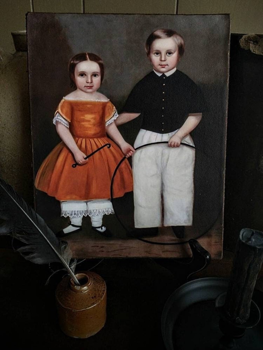 Colonial Portrait on 8x10 Canvas Primitive Portrait Folk Art Portrait ...