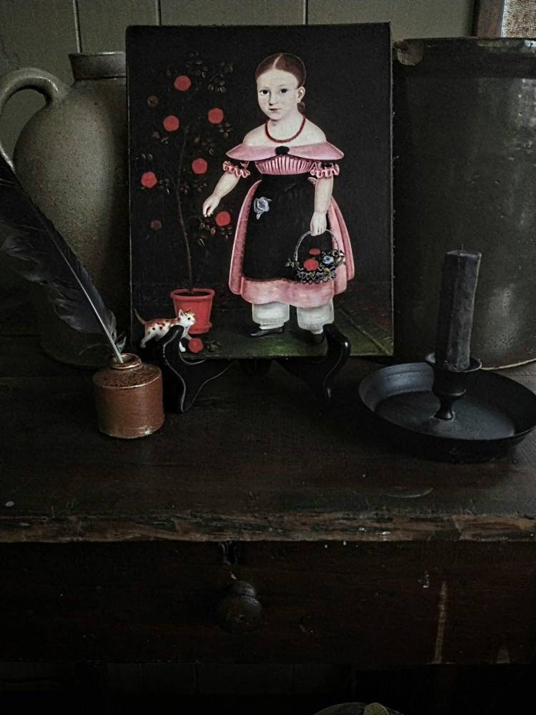 Colonial Portrait on 8x10 Canvas Primitive Portrait Folk Art Portrait ...