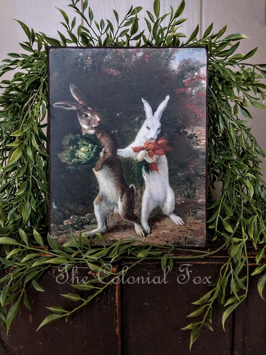Rabbit Portrait on 8x10 Canvas Primitive Spring Rabbit Print Easter ...