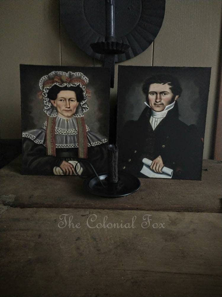 Colonial Portrait on 8x10 Canvas Primitive Portrait Folk Art - Etsy