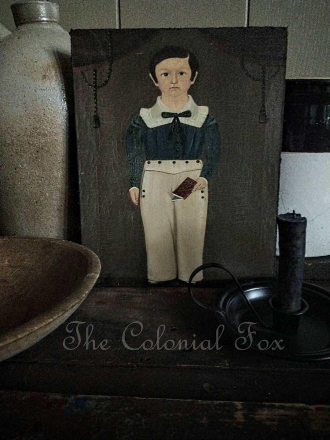 Colonial Portrait on 8x10 Canvas Primitive Portrait Folk Art Portrait ...
