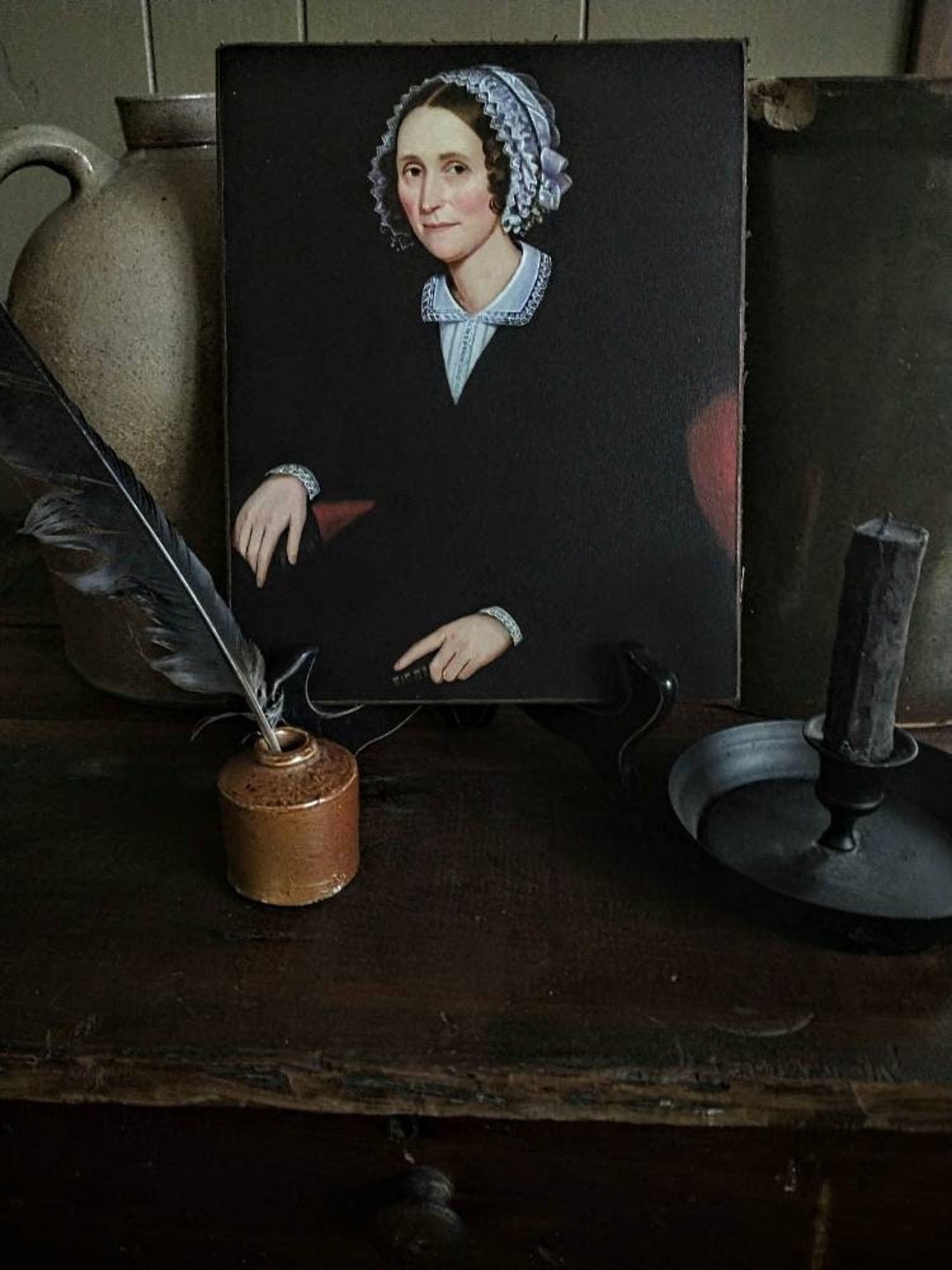 Colonial Portrait on 8x10 Canvas Primitive Portrait Folk Art Portrait ...