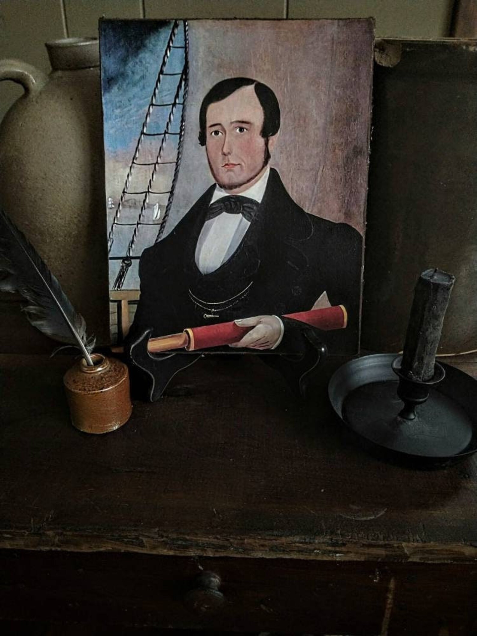 Colonial Ship Captain Portrait on 8x10 Canvas Primitive Portrait ...