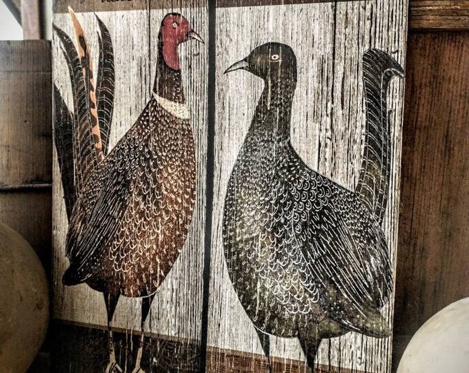 PHEASANT AND GROUSE Folk Art Portrait 8x10 | Primitive Fall Decor ...