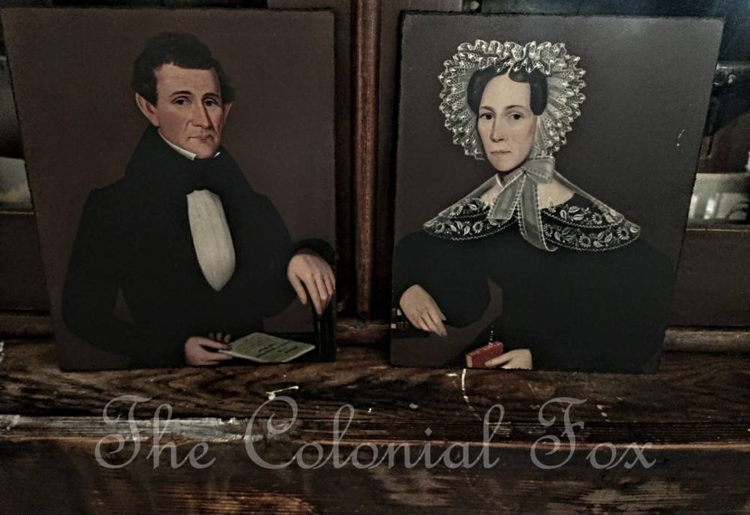 Colonial Portrait on 8x10 Canvas Primitive Portrait Folk Art Portrait ...