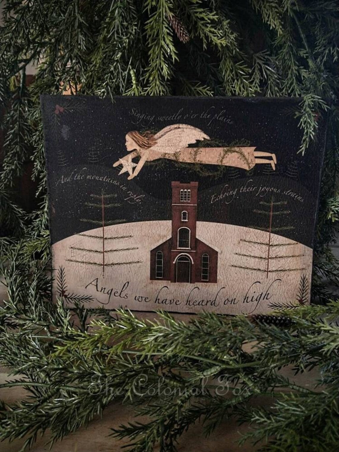 PRIMITIVE CHRISTMAS ANGEL Portrait on 8x10 Canvas Primitive - Etsy