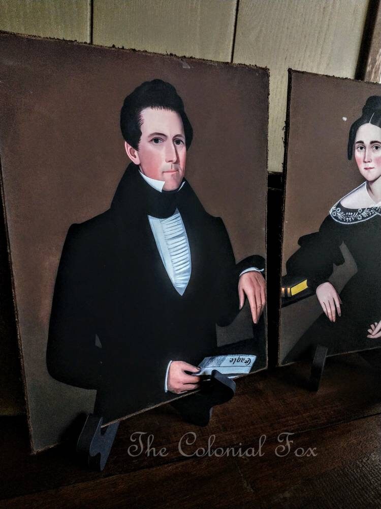 Colonial Portrait on 8x10 Canvas Primitive Portrait Folk Art - Etsy