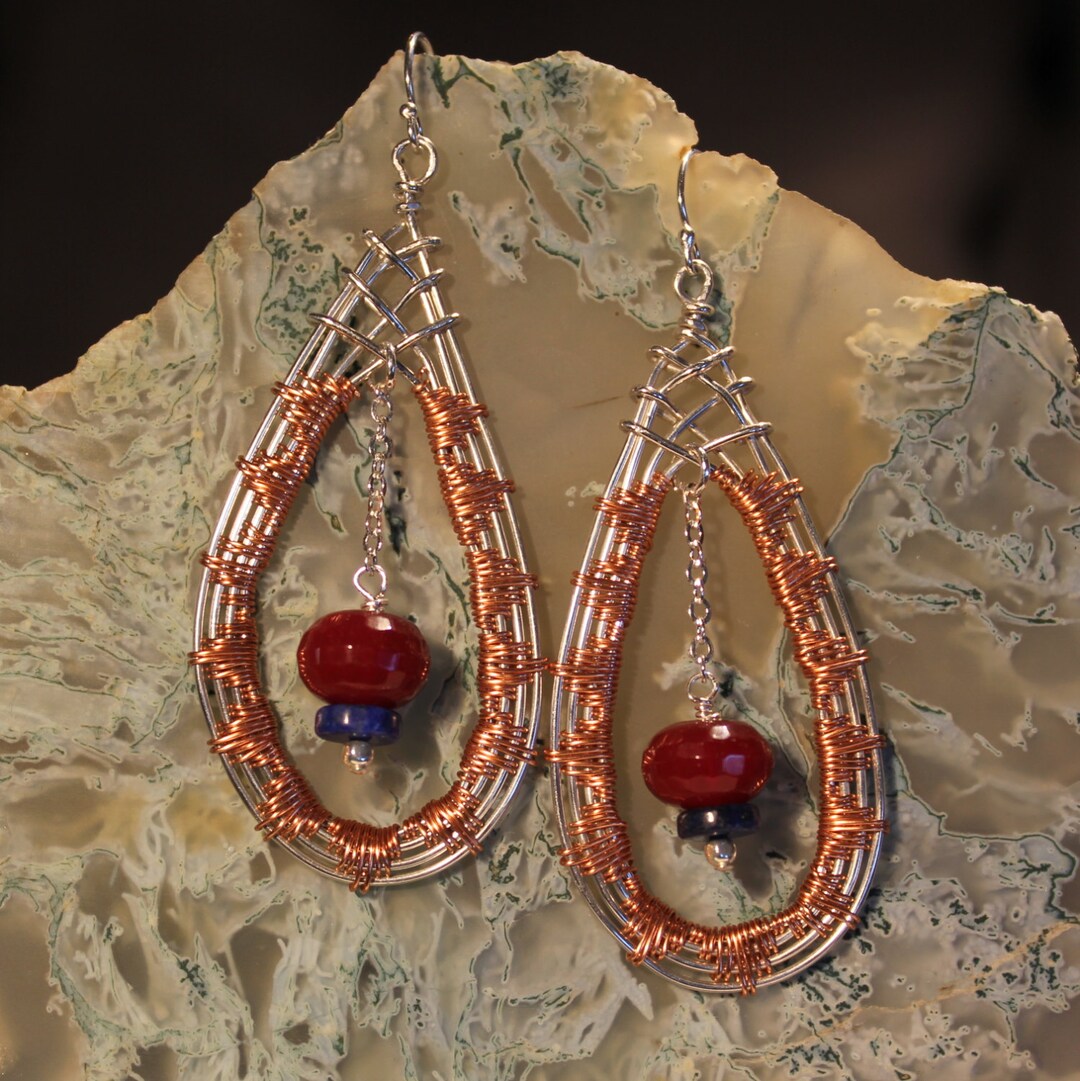 925 Sterling Silver, Copper, Ruby Quartz, Lapis, Sterling Silver Chain ...