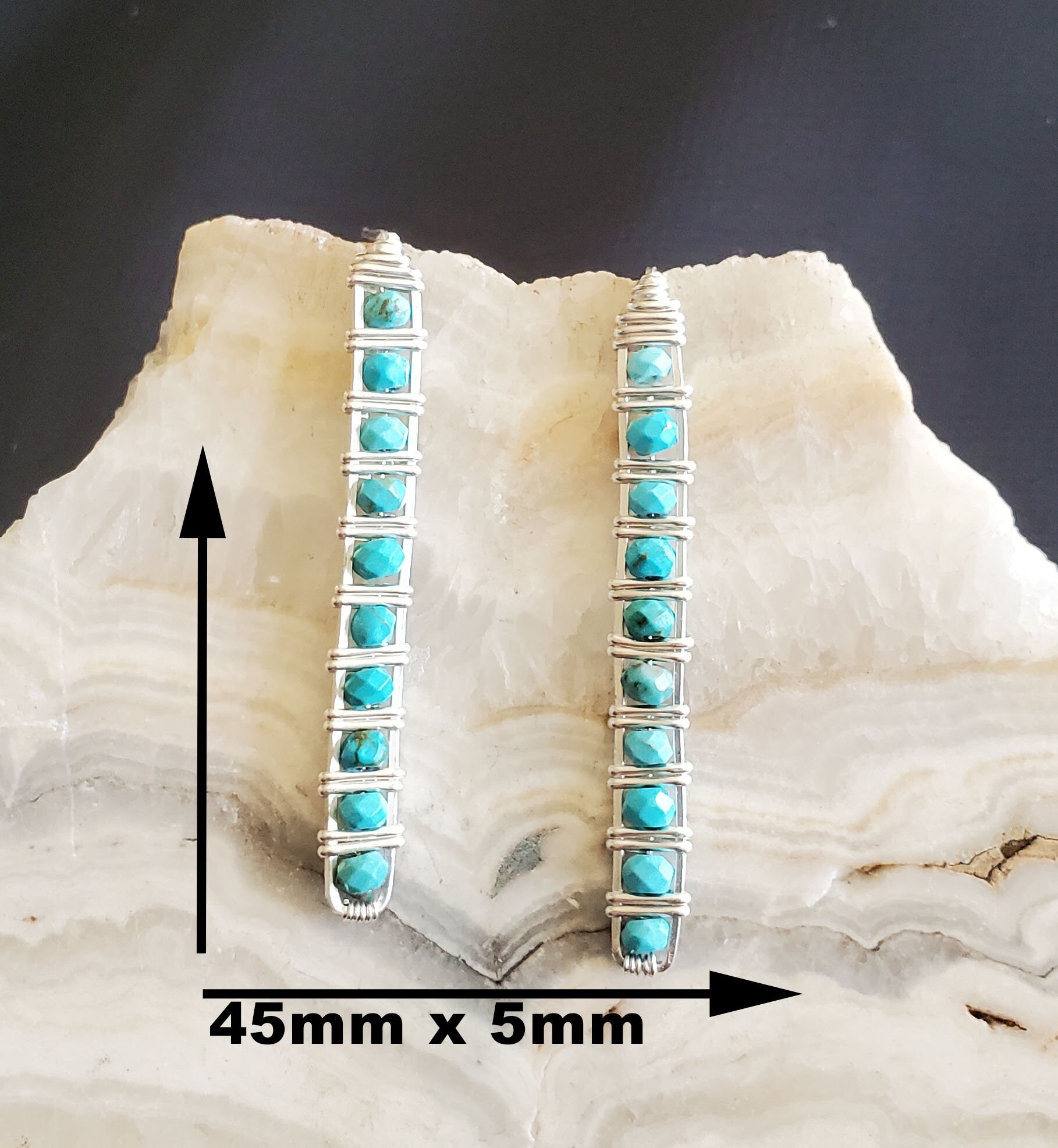 Turquoise Earrings Long Bar Earrings Long Dangle Earrings | Etsy