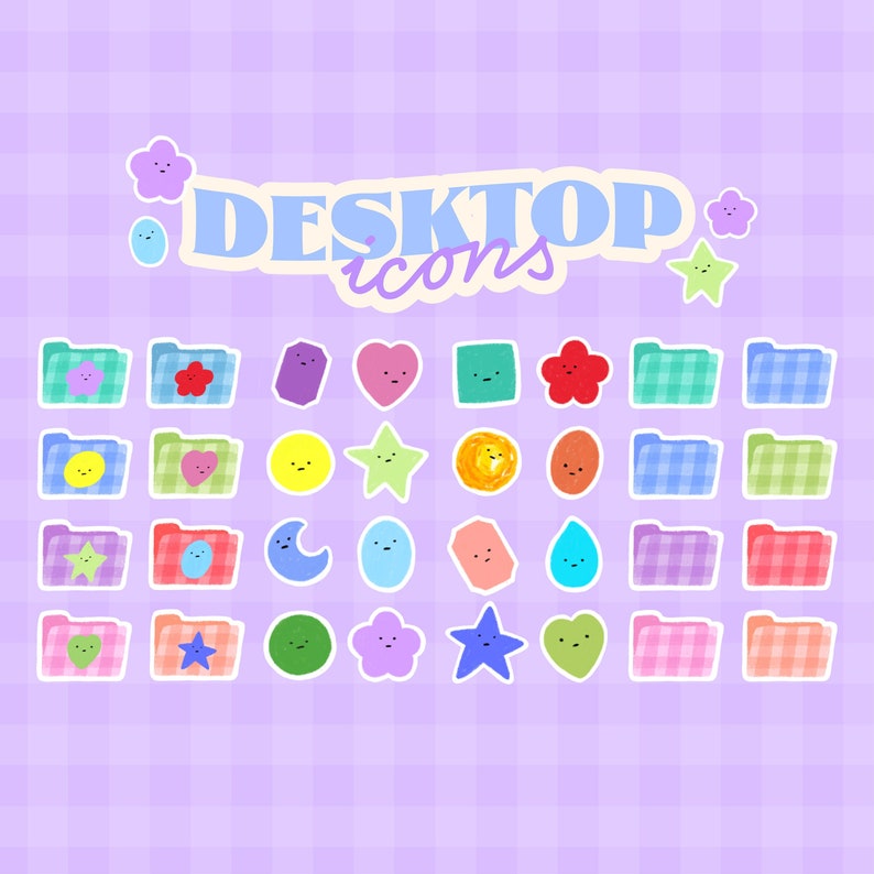 Cute Aesthetic Desktop Icons Gingham Wallpaper Set Cute - Etsy