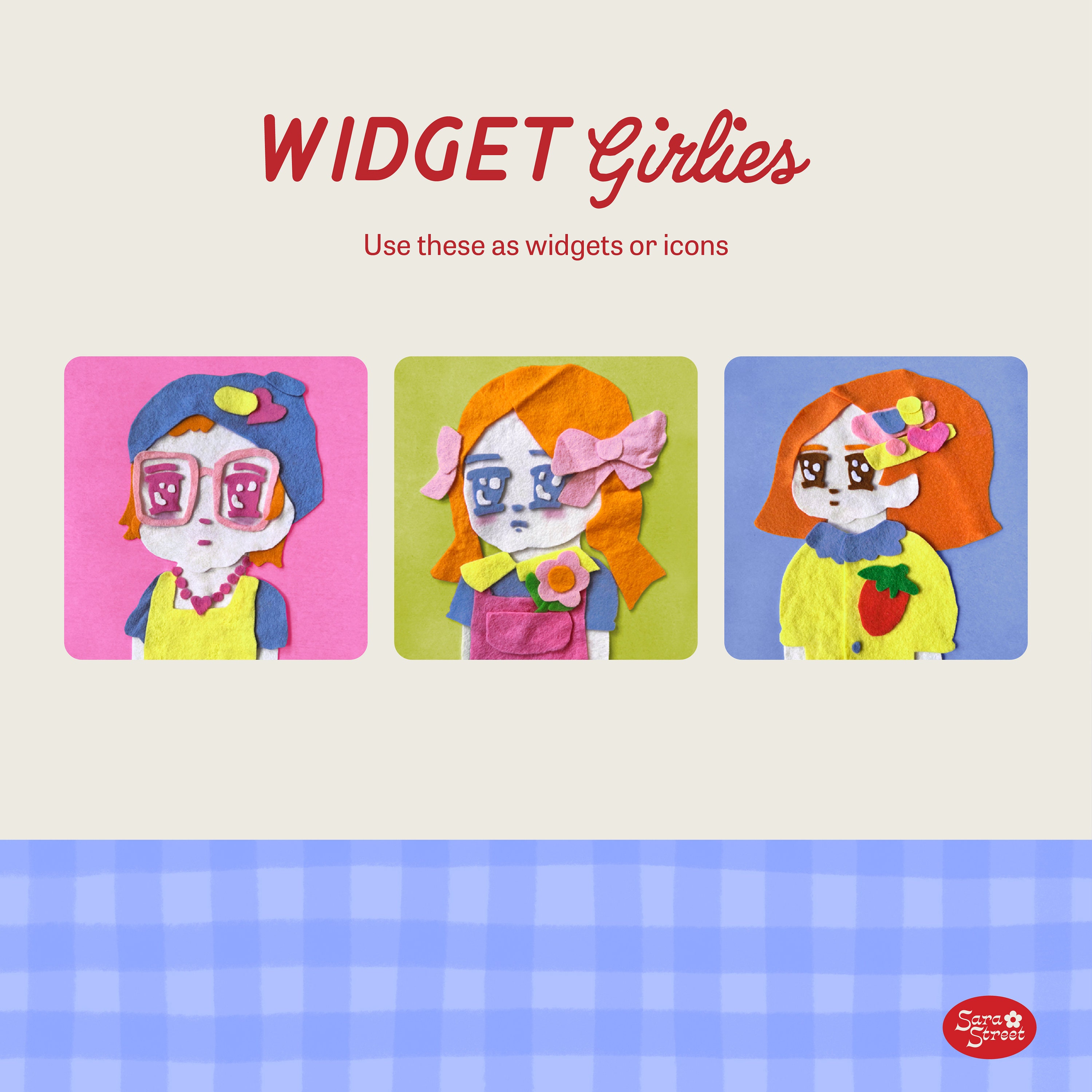 Cute Handmade Felt Phone, iPad Icons Wallpaper Widget Set, Phone Theme ...