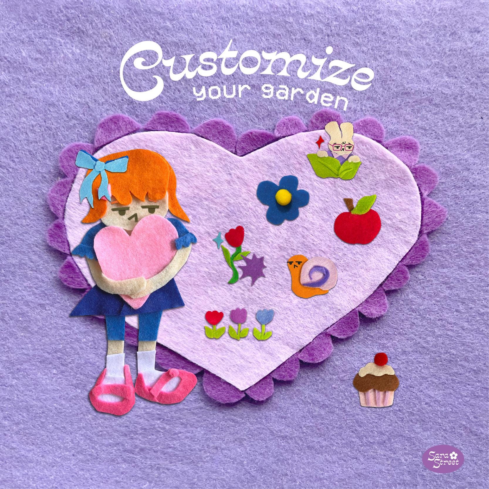 Cute Handmade Felt Desktop Icons Wallpaper Set, Flower Garden, Ribbon ...