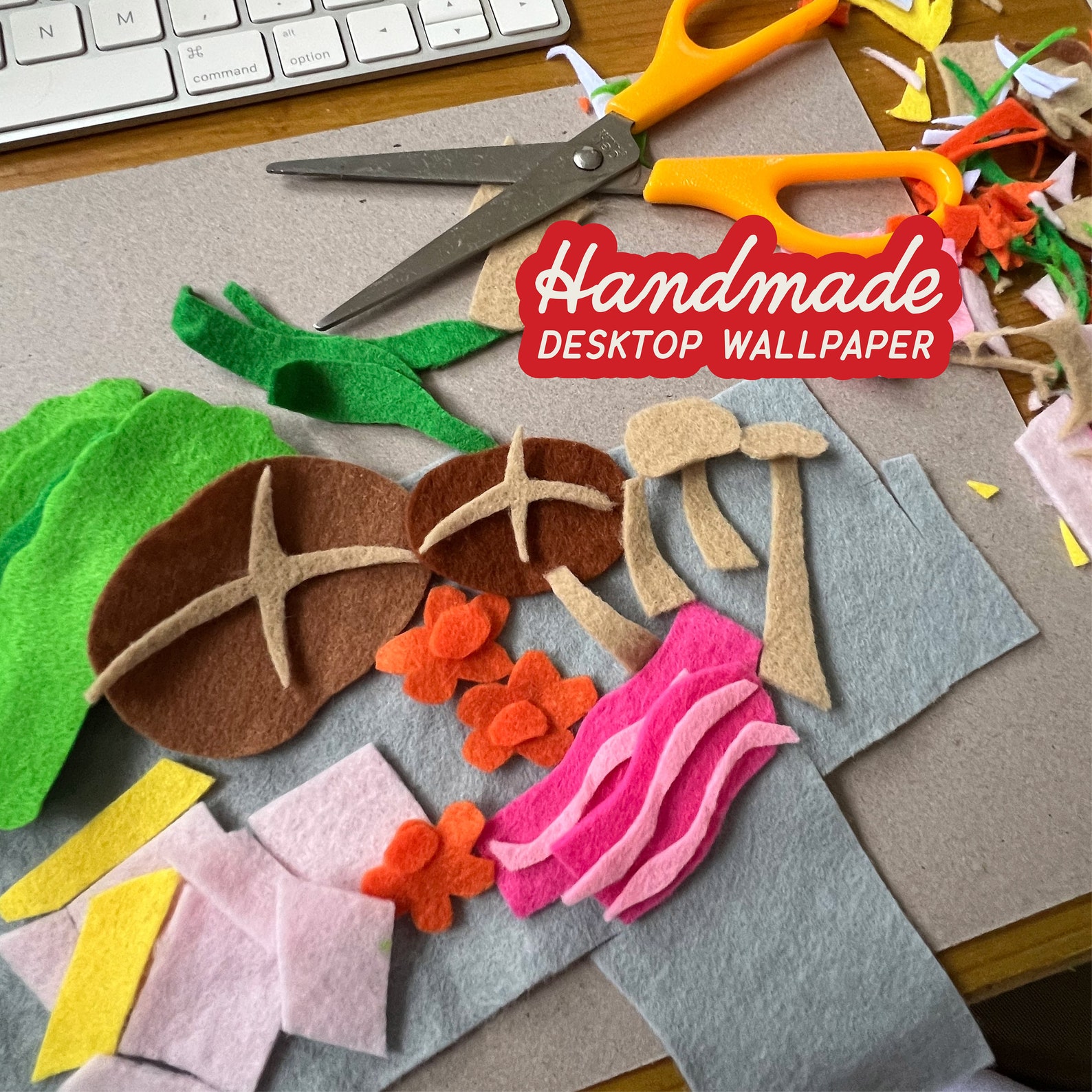 Cute Handmade Hotpot Felt Desktop Icons Wallpaper Set, Cute Mac Icons ...