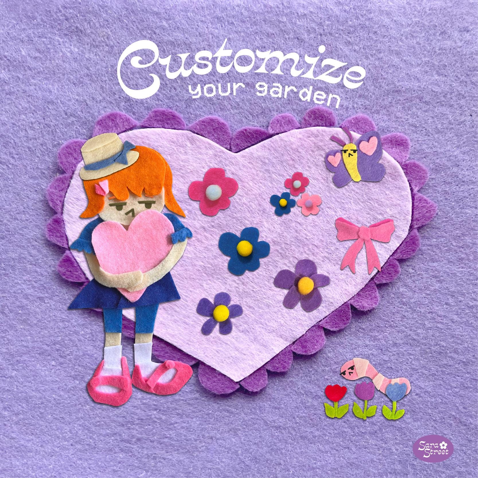 Cute Handmade Felt Desktop Icons Wallpaper Set, Flower Garden, Ribbon ...