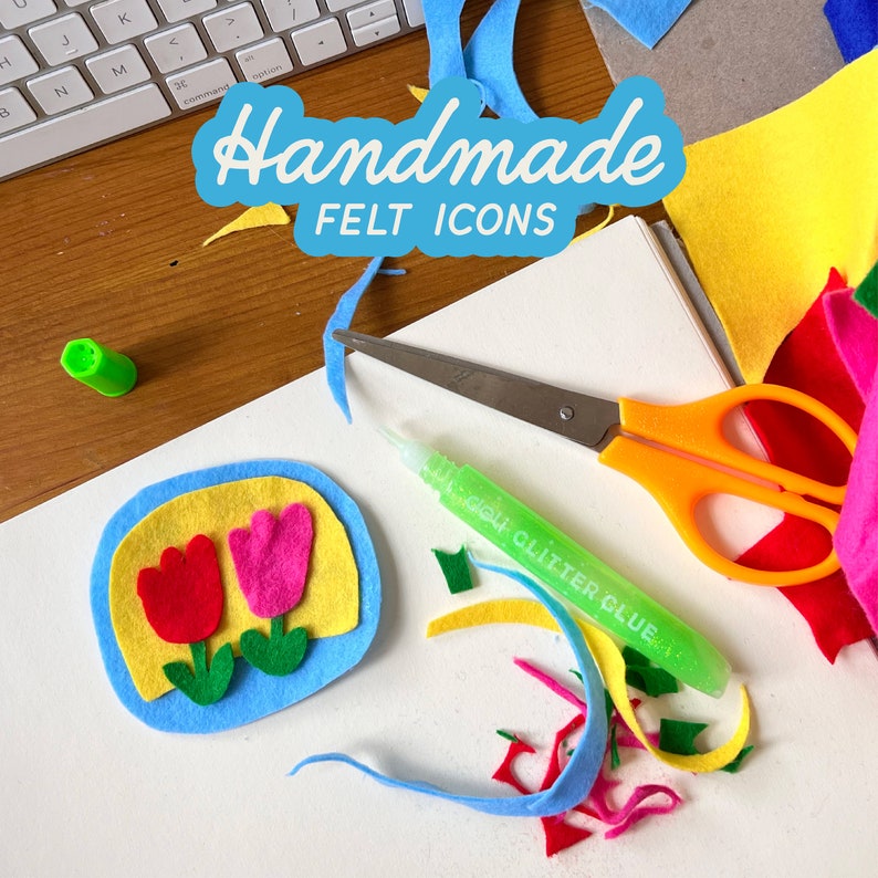 Cute Handmade Felt Desktop Icons Wallpaper Set, Cute Mac Icons, Windows ...