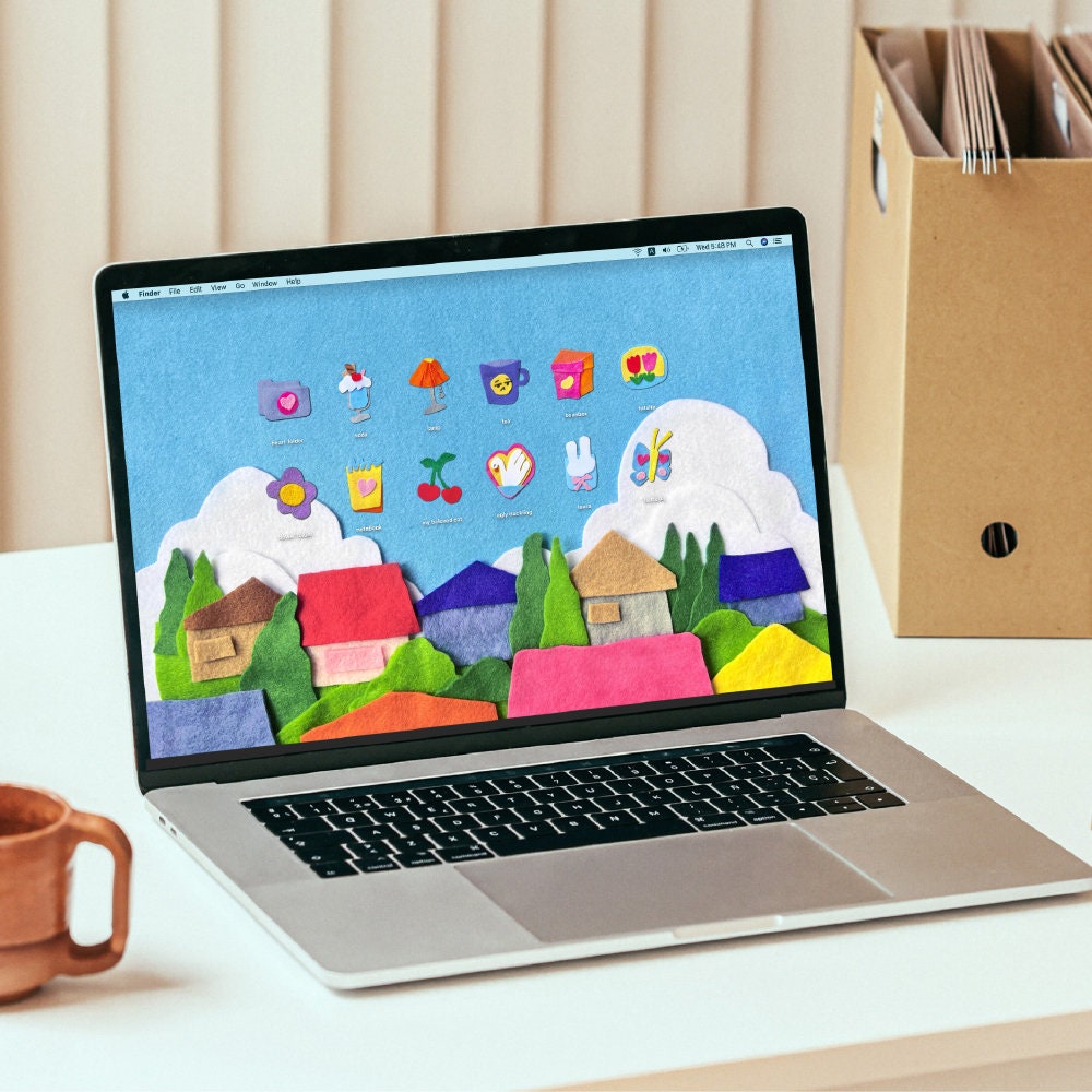 Cute Handmade Felt Desktop Icons Wallpaper Set, Cute Mac Icons, Windows ...