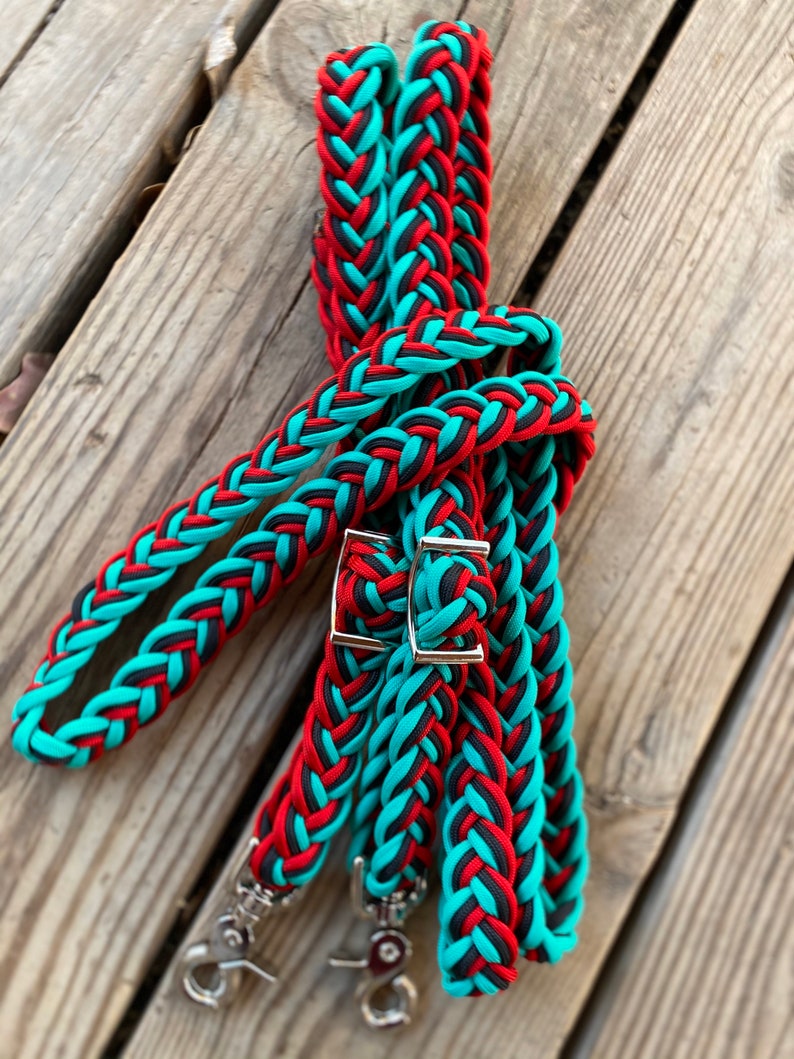 Teal, Red, and Black Reins - Etsy