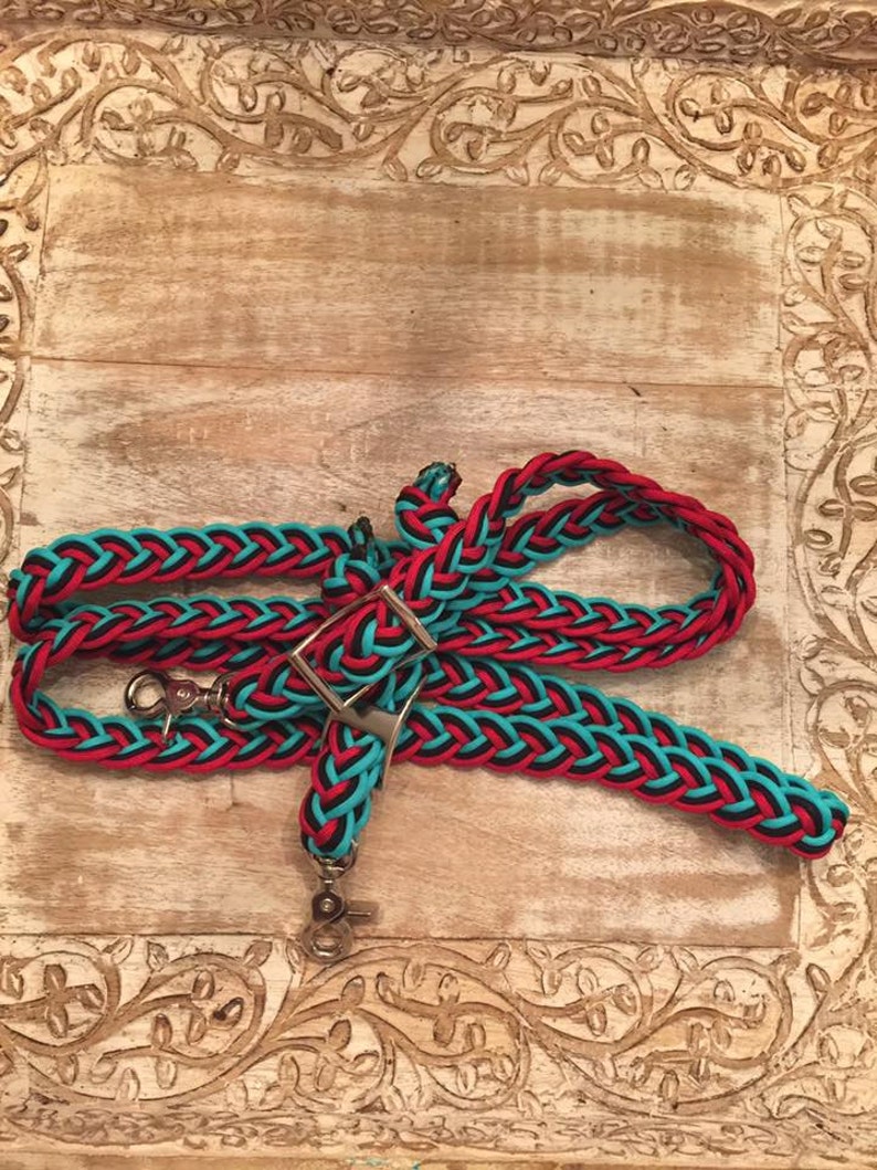 Teal, Red, and Black Reins - Etsy