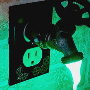Steampunk Faucet Night Light | Sky Blue LED Drip, Plug-in Lamp - Etsy
