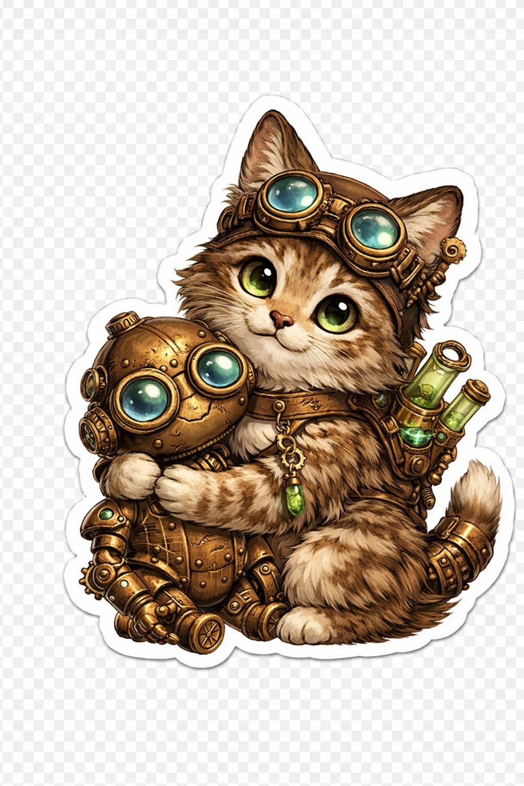 Steampunk Cat Sticker – Waterproof Vinyl Decal for Laptops and Journals ...