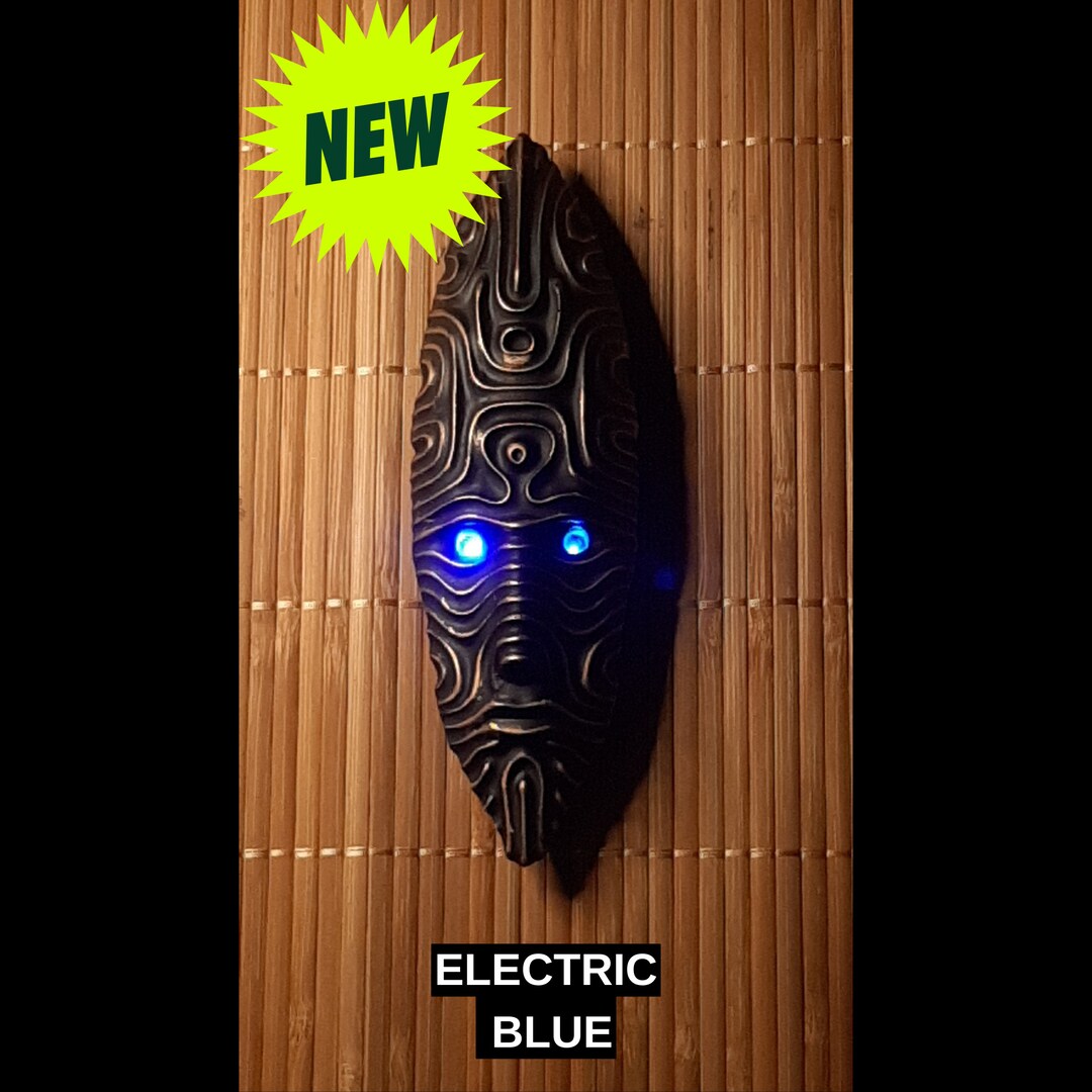 Tiki Wave Mask Bar Magnet: Glowing LED Eyes, Black Stone Finish - Etsy