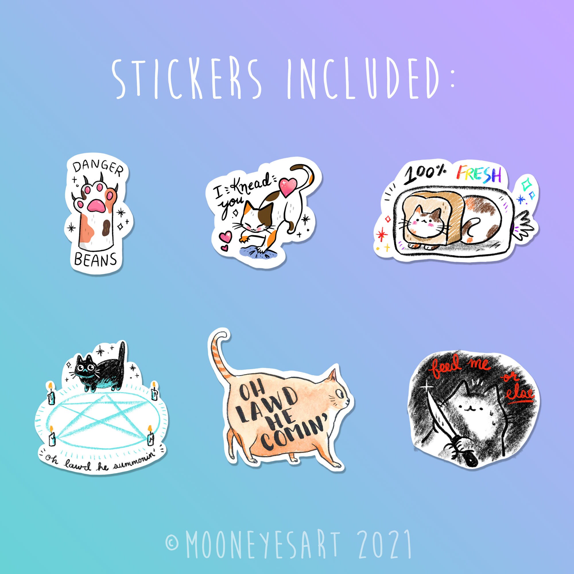 Cat Lover Sticker Pack 6 Cat Stickers Bundle Waterproof | Etsy