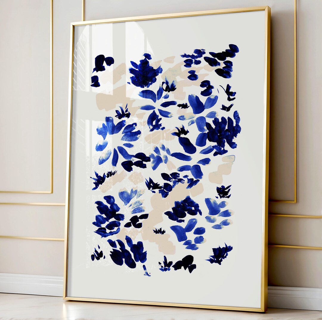 Blue Pink and White Wall Art, Blue Pink Print, Blue Pink Wall Prints ...