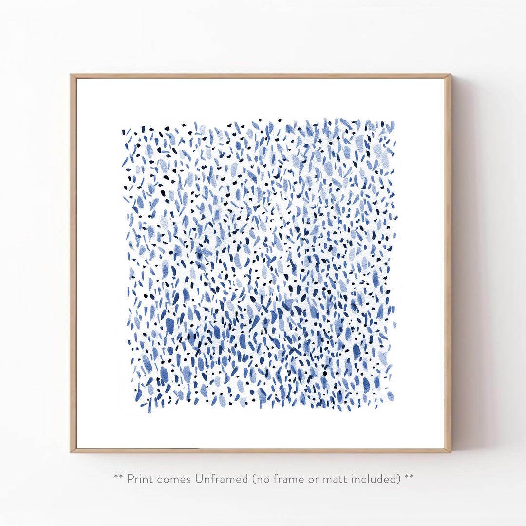 Calming Abstract Art Print: Blue and White Watercolor Painting ...