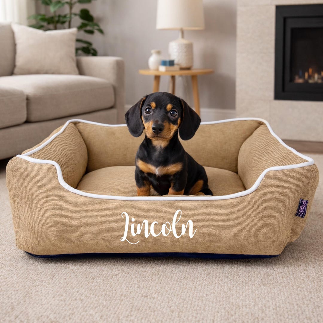 Personalised Corduroy Dog Bed: LUXURY Dog Bed, Machine Washable, Small ...