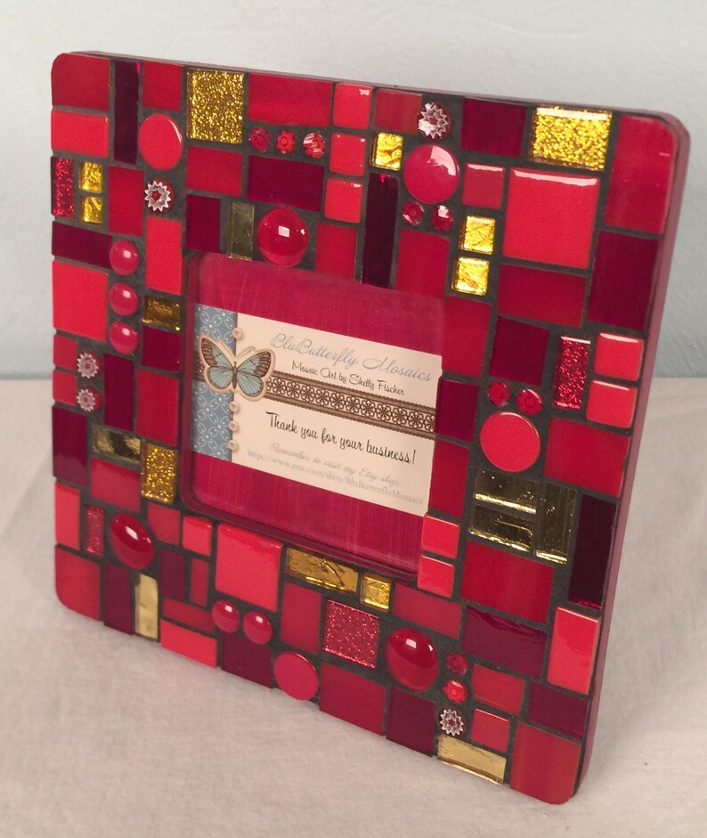 Sparkling Red & Gold Mosaic Picture Frame - Etsy