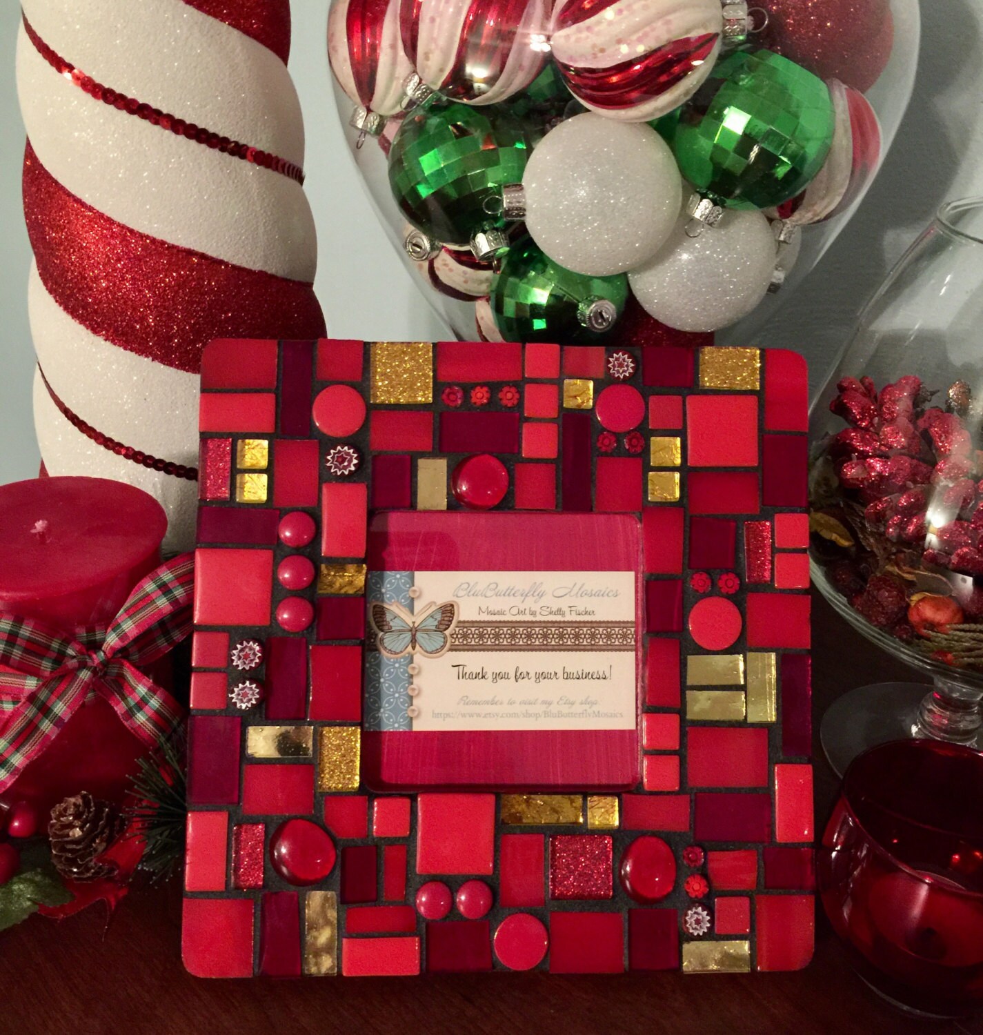 Sparkling Red & Gold Mosaic Picture Frame - Etsy