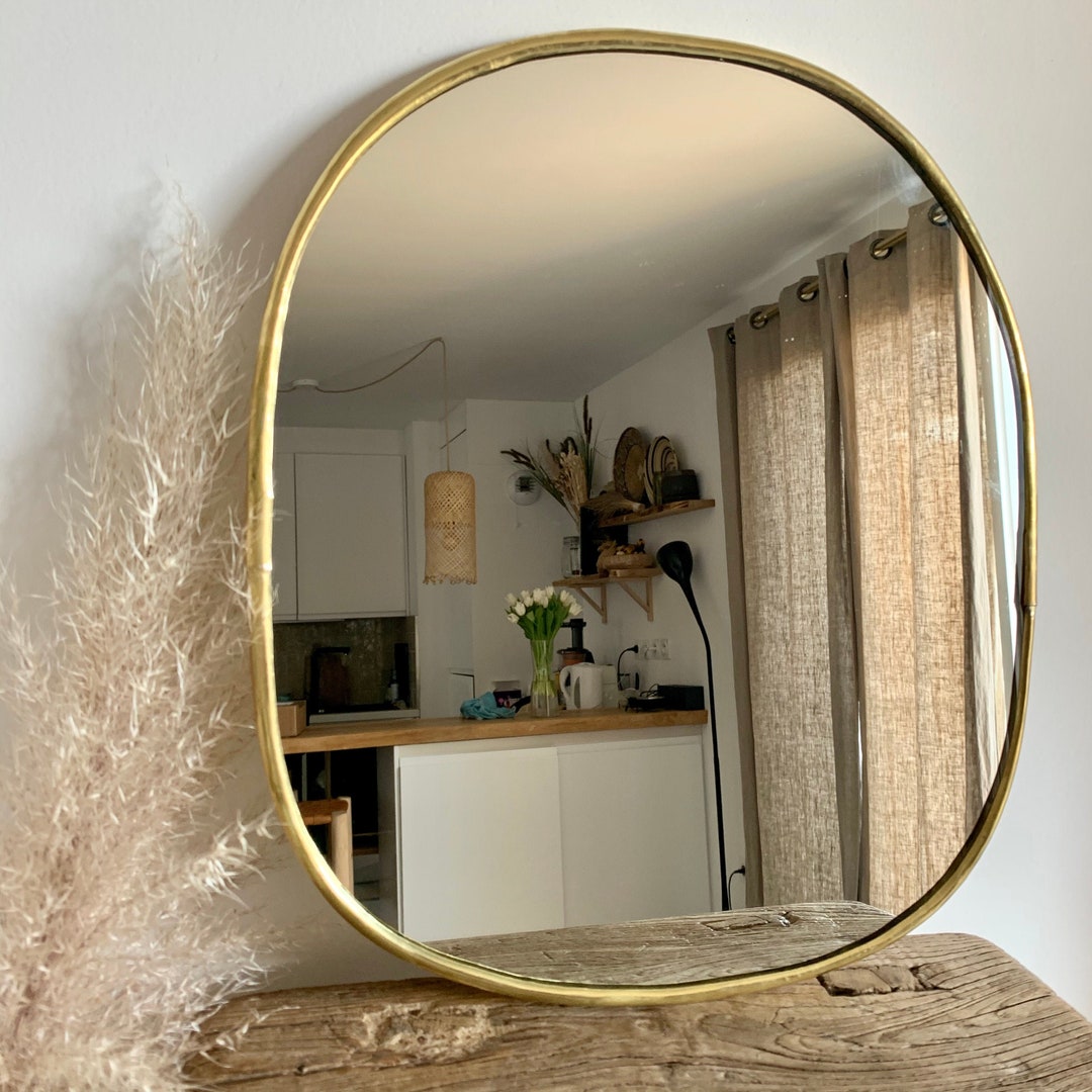 Gold Brass Round Mirror JANE - Etsy