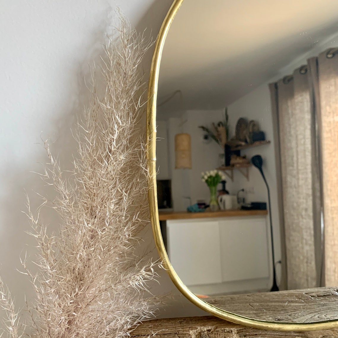 Gold Brass Round Mirror JANE - Etsy
