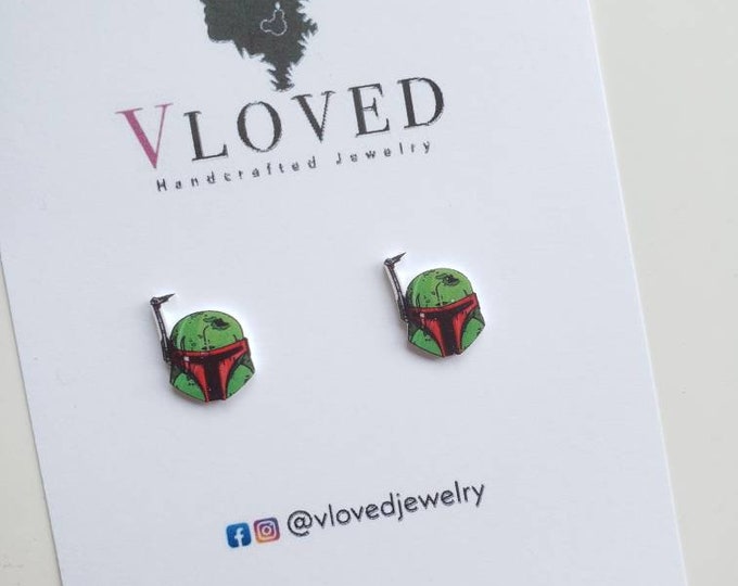 Boba Fett Inspired Earrings, Disney Jewelry, Disney Earrings, Disney ...