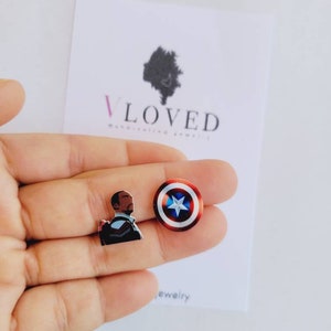 The Falcon as Captain America Inspired Earrings, Disney Jewelry, Disney ...