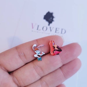 Jessica & Roger Rabbit Inspired Studs Earrings, Disney Necklace, Disney ...