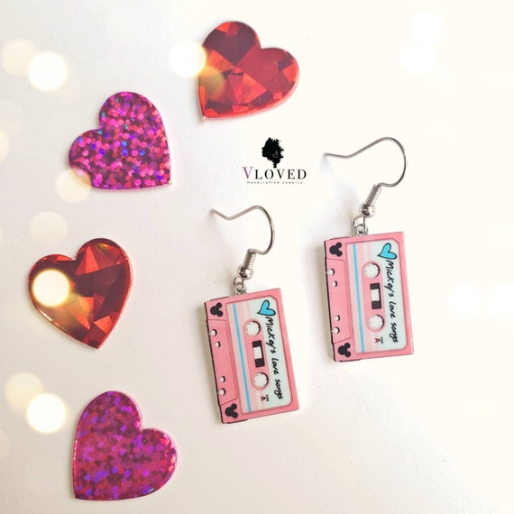 Mickey's Love Songs Mixtape Cassette Earrings Disney - Etsy